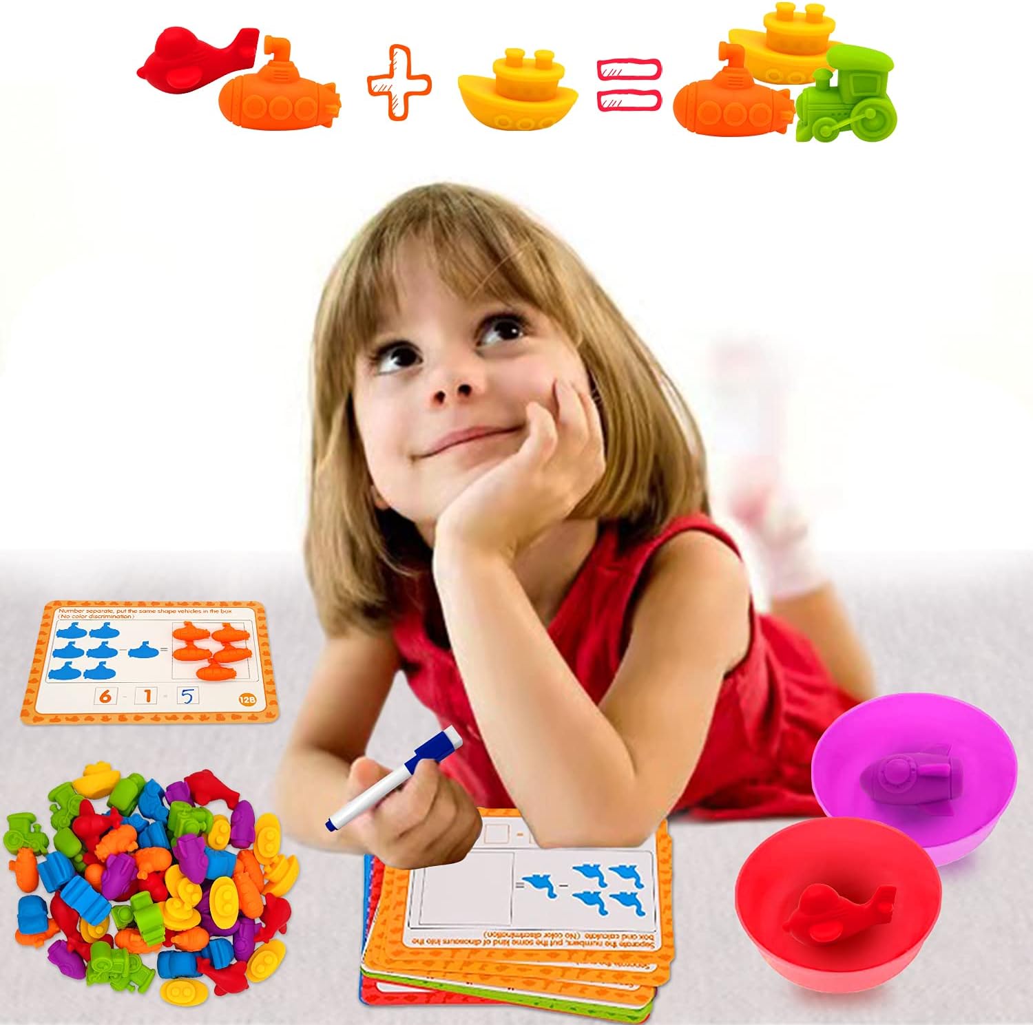 Rainbow Counting Vehicle toys With Matching Sorting Cups Educational ...