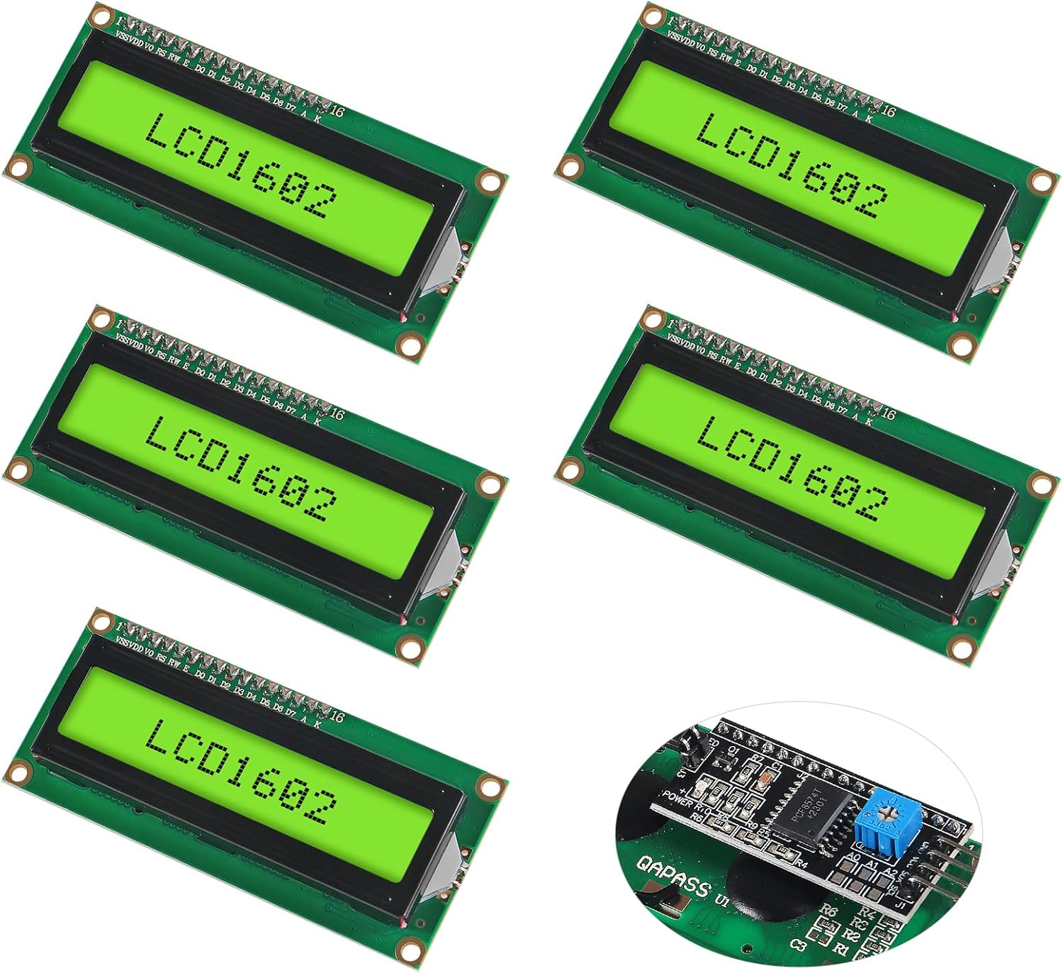 5-Pack I2C 1602 LCD Module with Green Backlight, Kosovo | Ubuy