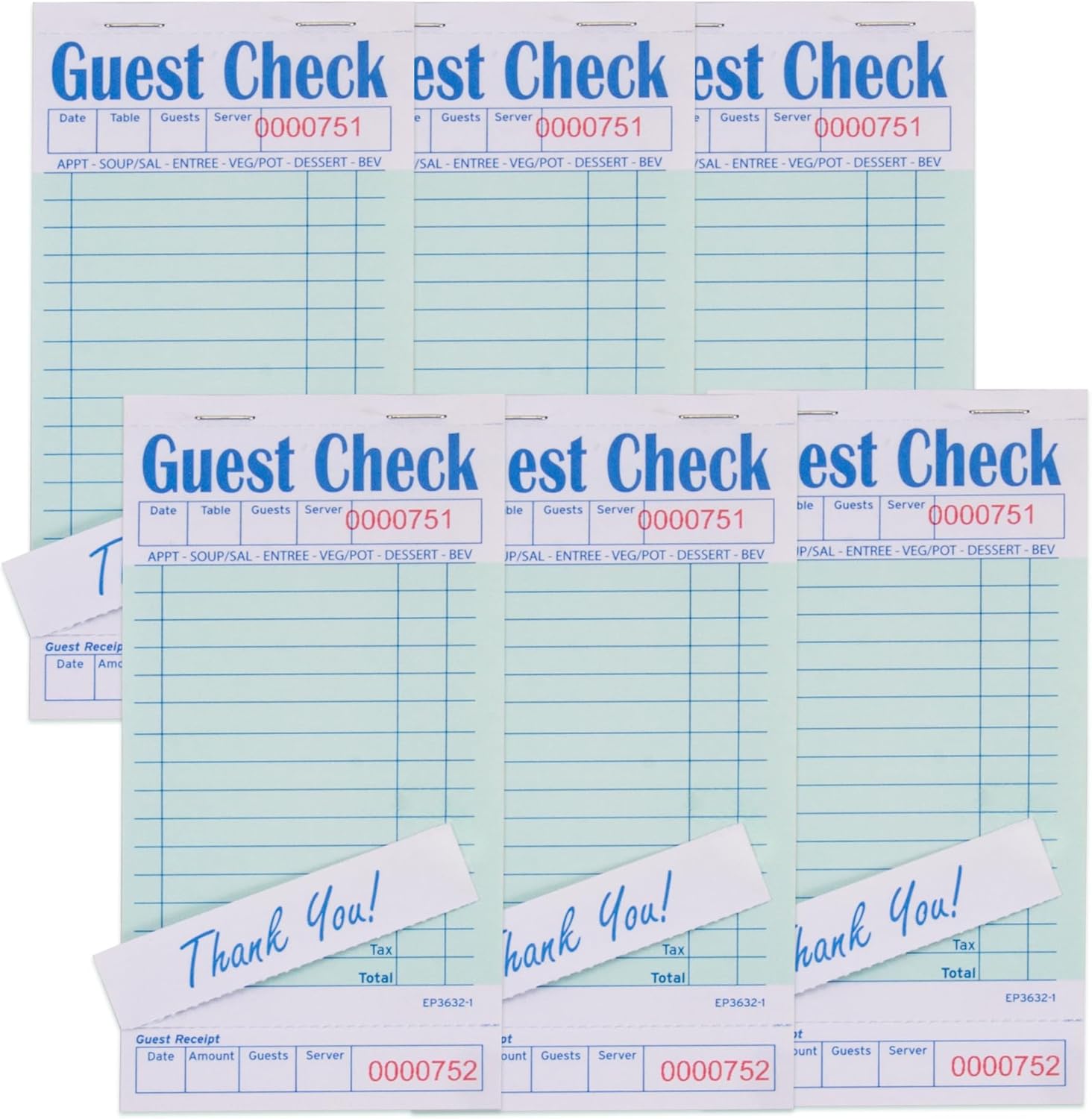 Amazon.com: DGBDPACK 6 Guest Checks for Servers, Server Note Pads ...