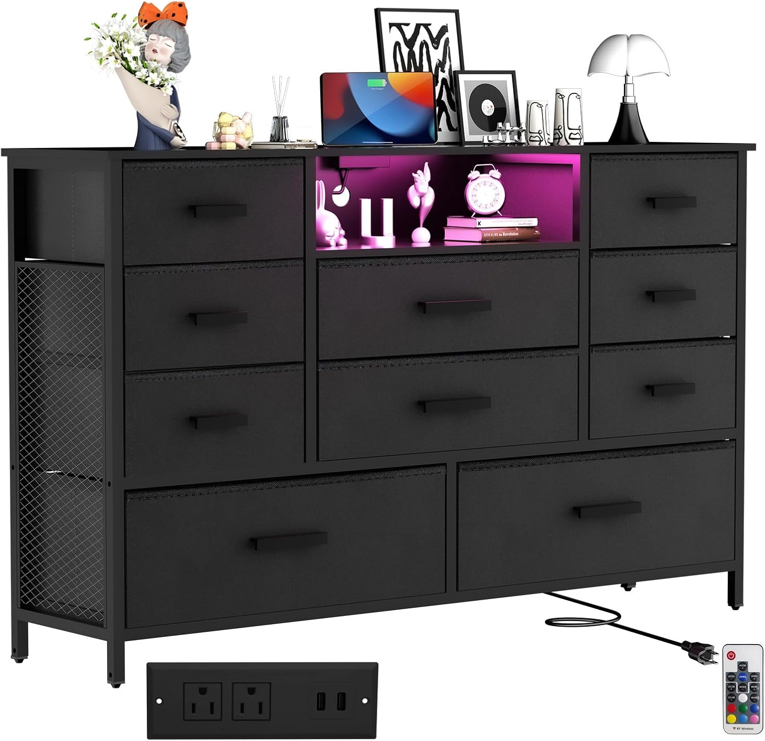 Amazon.com: Harpaq Dresser with Charging Station, Black Dresser for ...