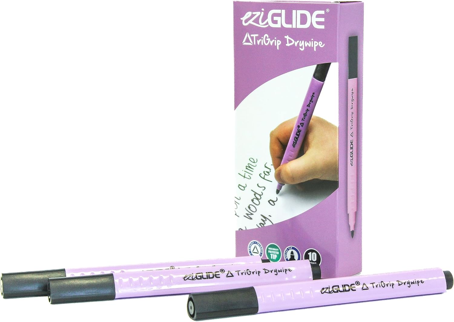 Eziglide TriGrip Drywipe Whiteboard Pens Black, Pack of 10 Whiteboard ...