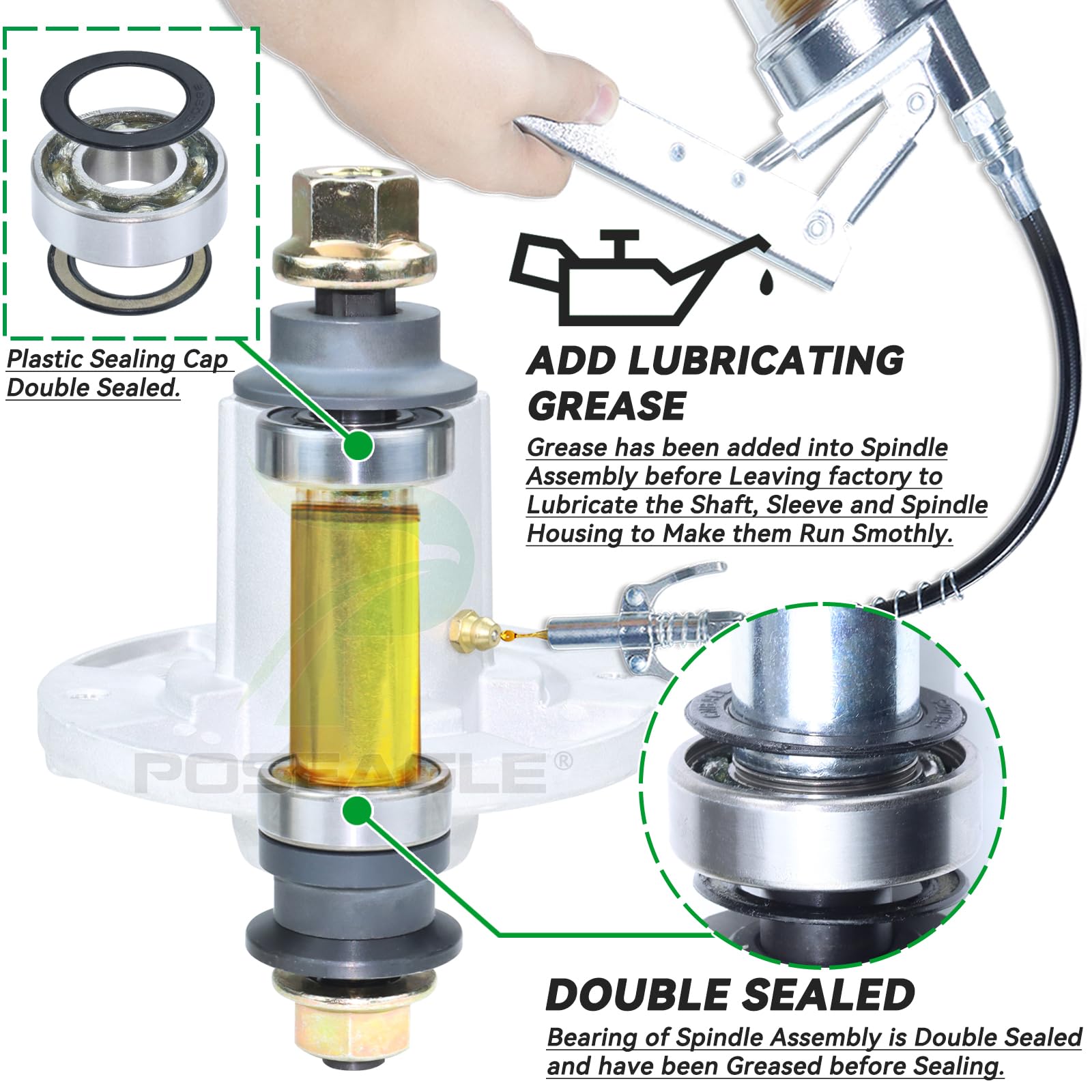 Pre-greased Mower Spindles 3 Pack John Deere Spindle Assembly With ...