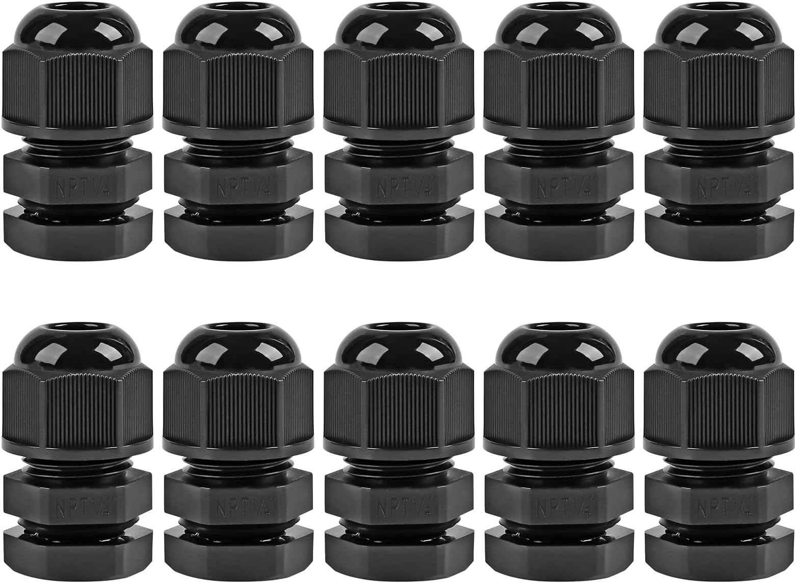 6 Pcs 3/4" Black NPT Cable Glands IP68 Waterproof Connectors for ...