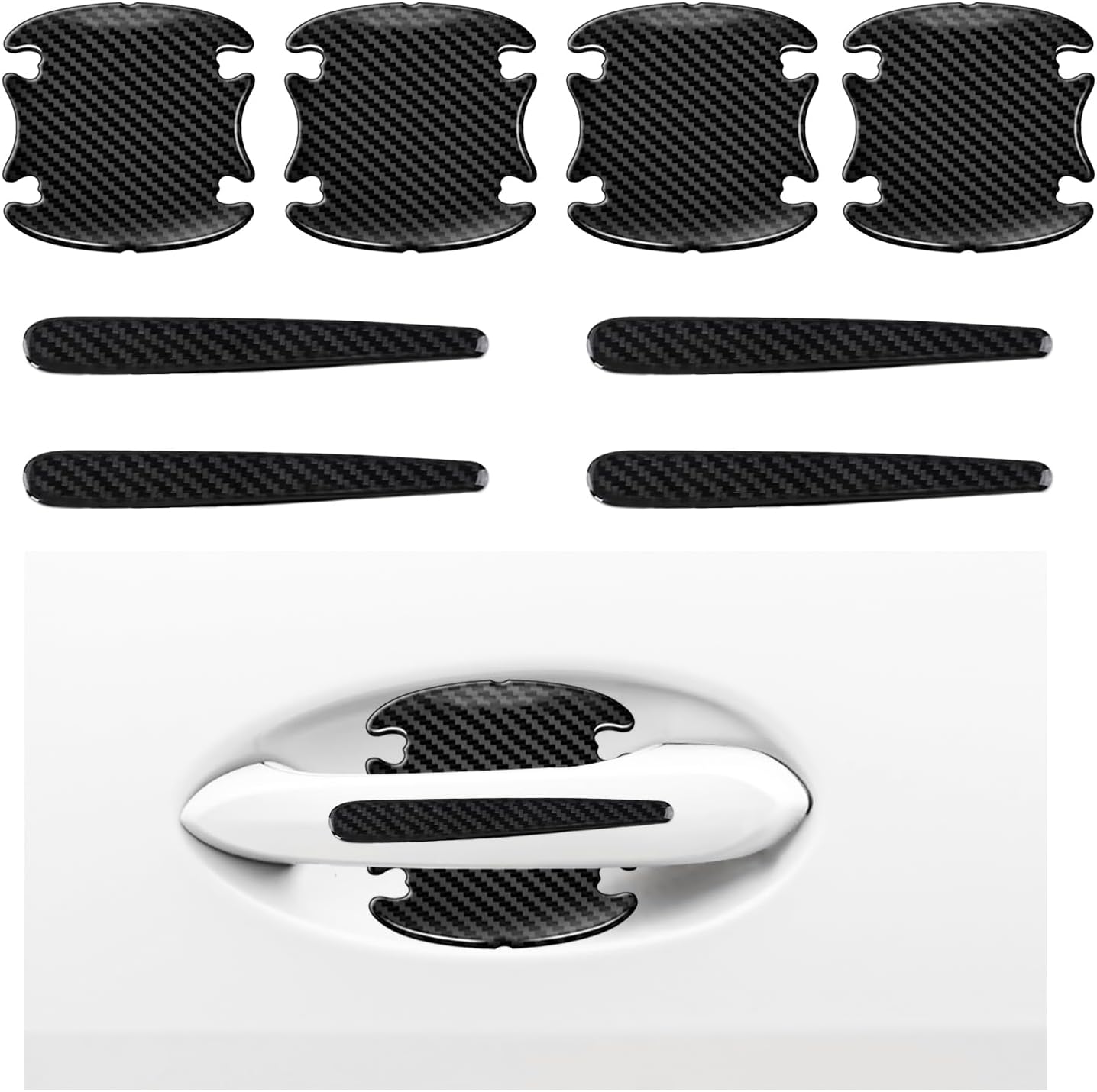 Amazon.com: Augeny 8PCS Car Door Handle Sticker, 3D Carbon Fiber Door ...