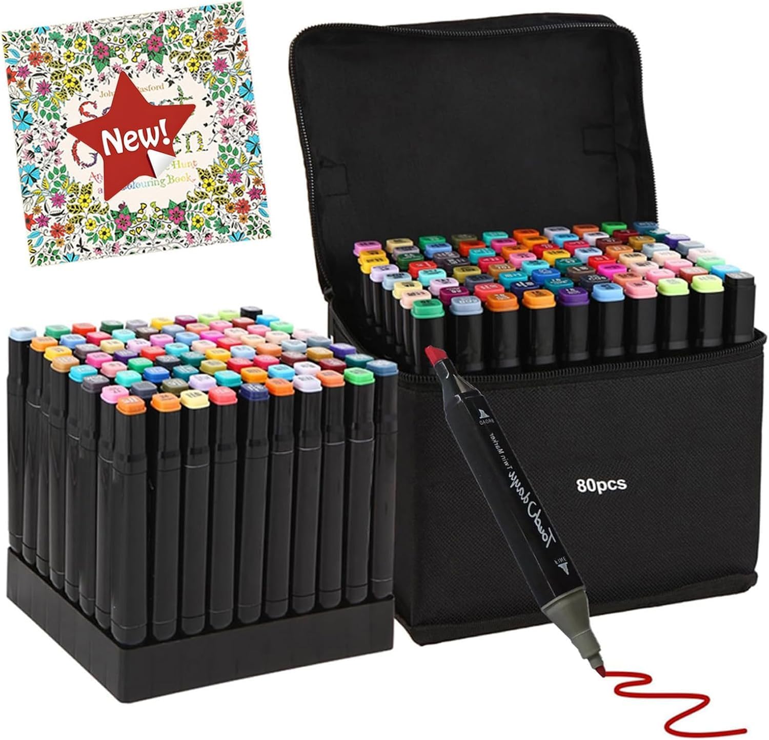 80Pcs Alcohol Marker Set,Adult Color Pens,Double-Headed Art Alcohol ...