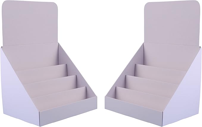 Pack of 2 Pre-Assembled, Cardboard, Four Tier, Counter Display Stands ...
