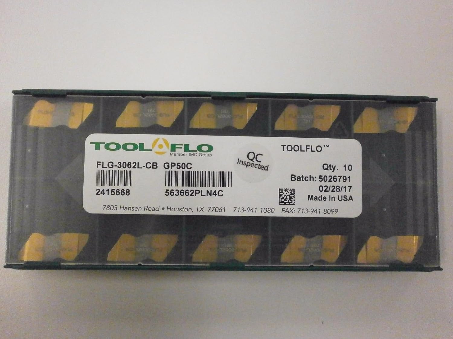 10pc) ToolFlo FLG 3062L-CB GP50 Top Notch Carbide Grooving Inserts NG ...