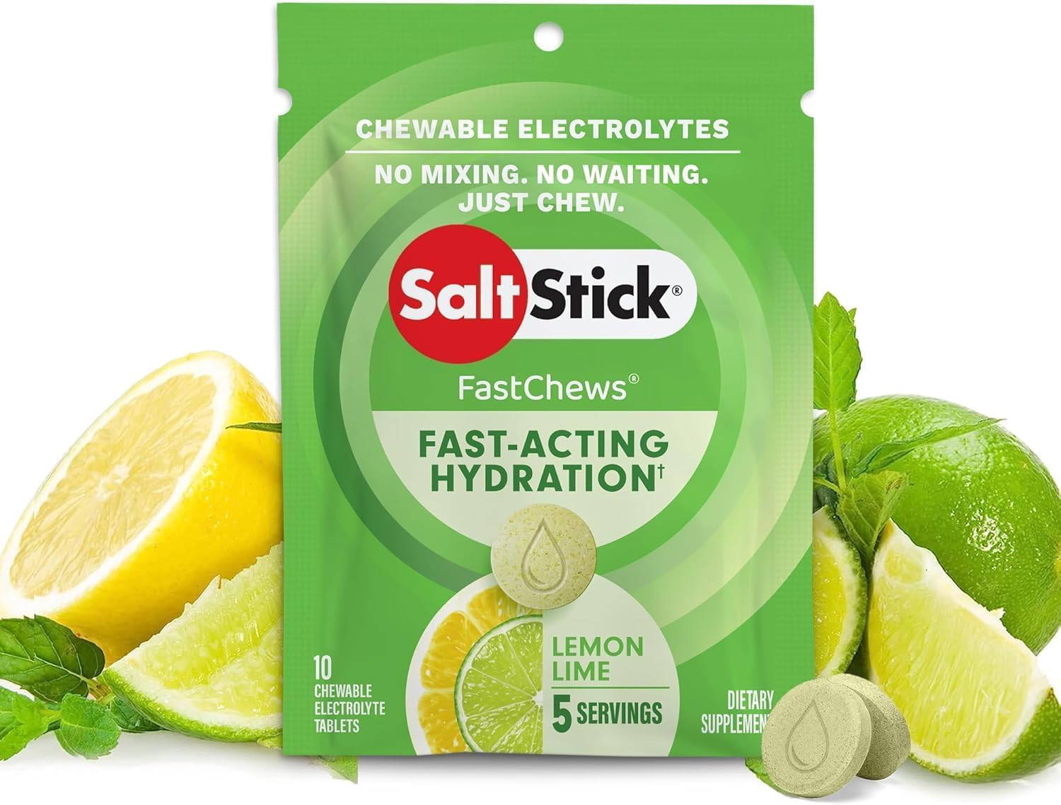 SaltStick Fastchews Zesty Lemon Lime Chewable Electrolyte Roll ...