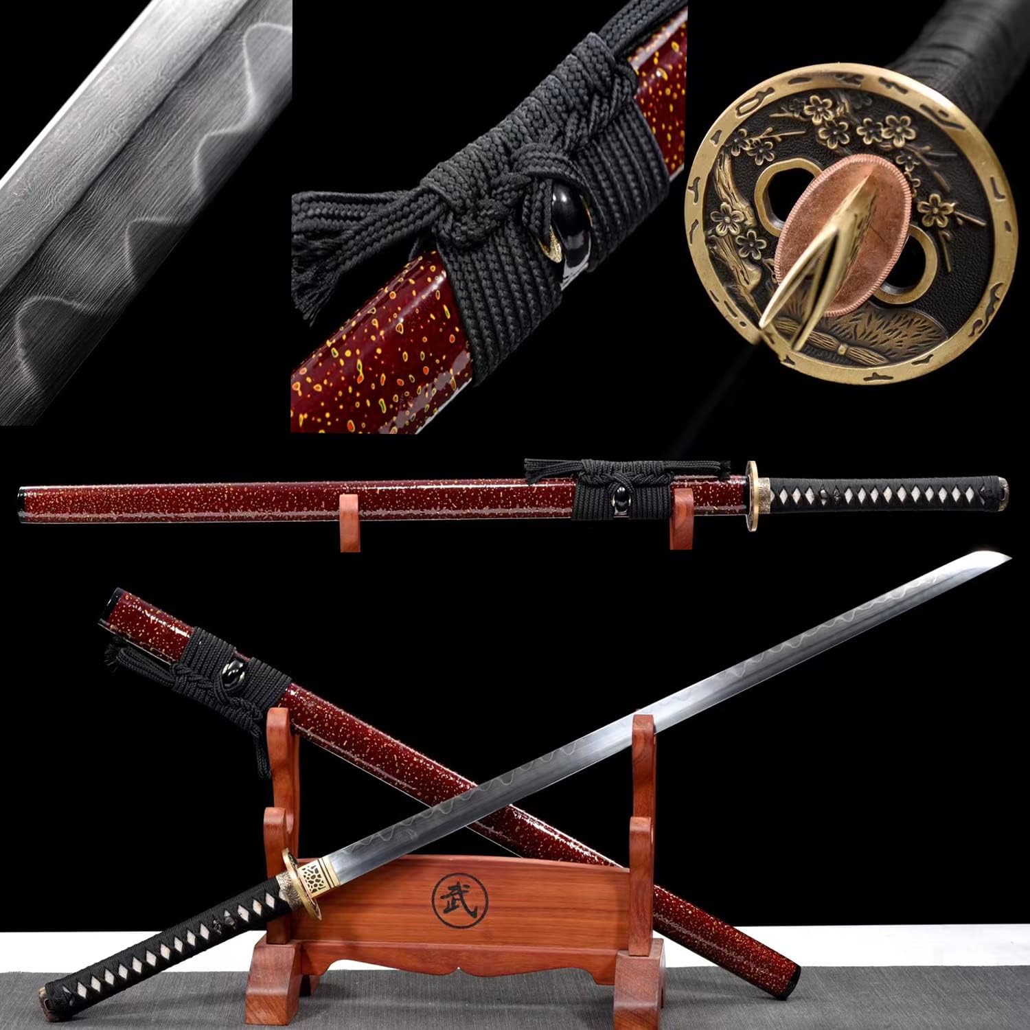 Amazon.com : HERO SWORD Ninjato Chokuto Handmade Clay Tempered T10 ...