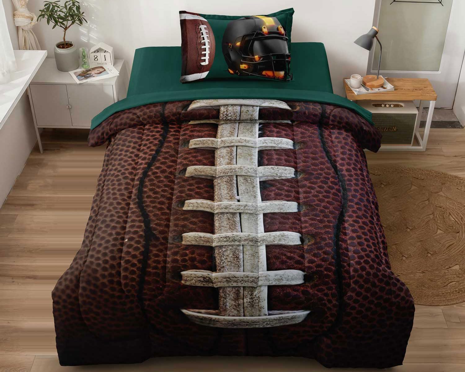 Amazon.com: Leaflin Teen Boy Football Bedding Set Twin Size, 4 Pieces ...