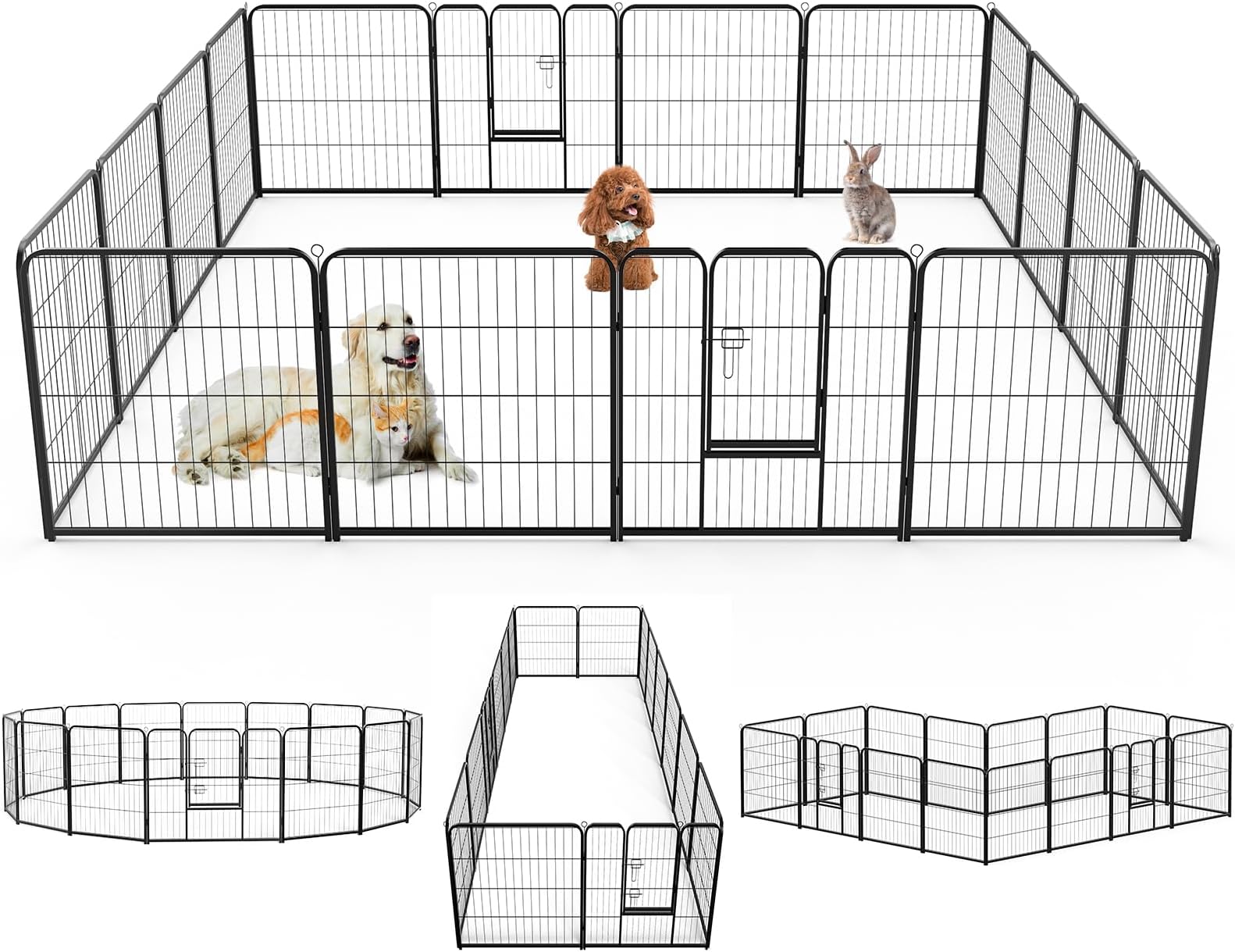 Amazon.com: DUMOS Dog Playpen Indoor Fence 8 Panel 24" Height Metal ...