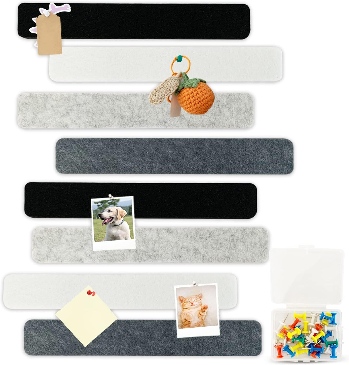 Amazon.com : 8 Pcs Black White Grey Felt Pin Board Bar Strips Bulletin ...
