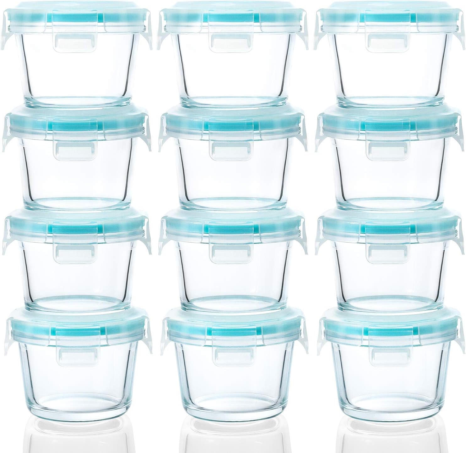 lunchley Glass Baby Food Storage Containers with Lids | Set of 12 | 5 ...