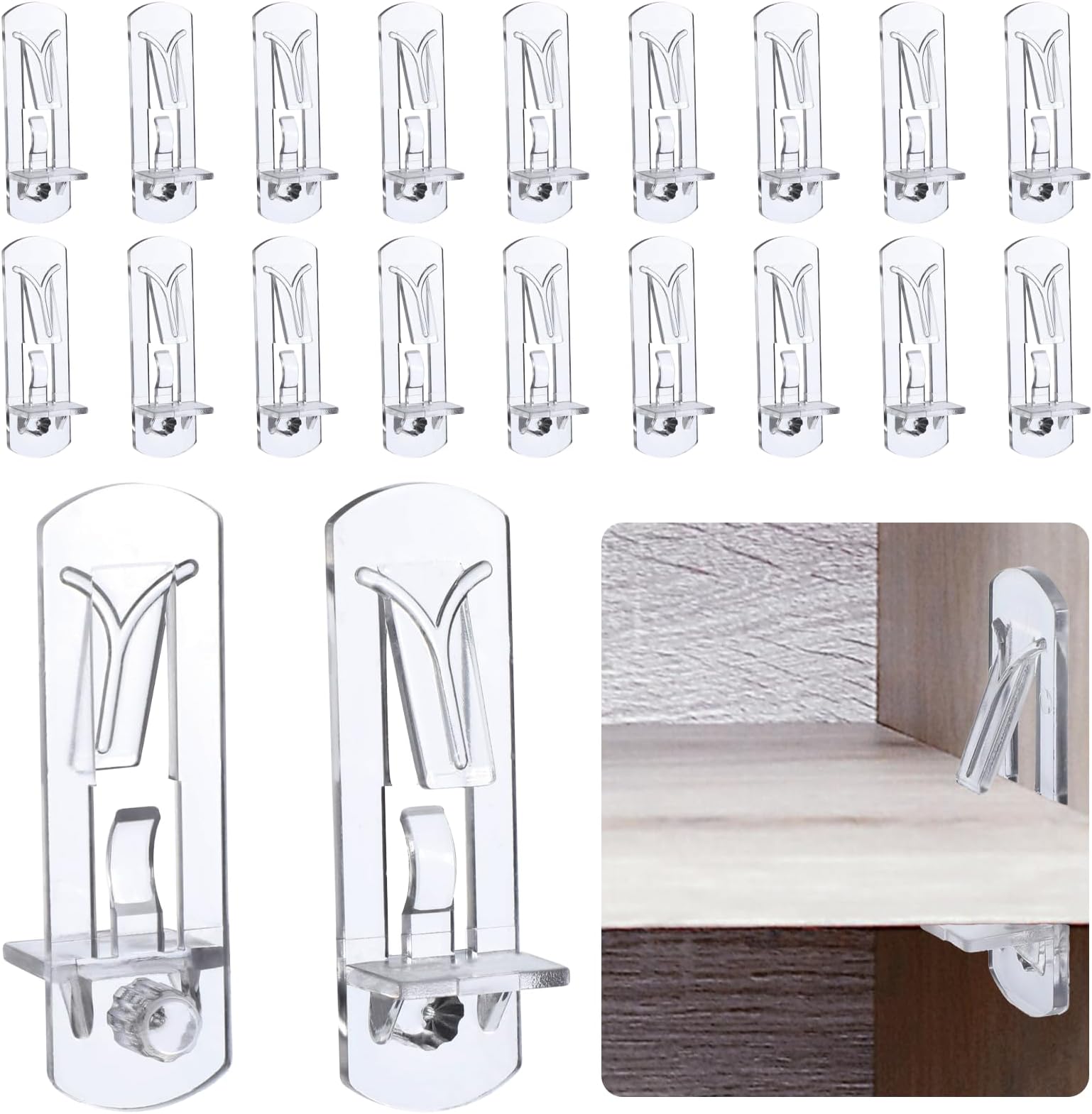 Amazon.com: 20PCS Plastic Locking Shelf Support Pegs, Self-Locking ...