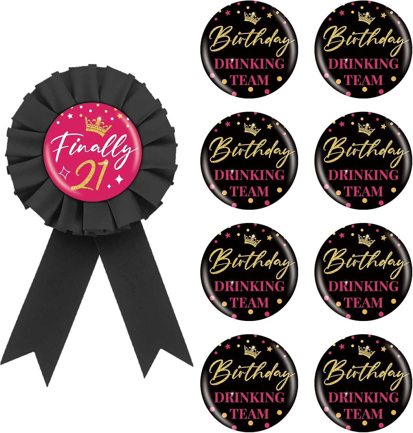 Amazon.com: 9PCS Finally 21 Button Pins, It's My 21st Birthday Squad ...