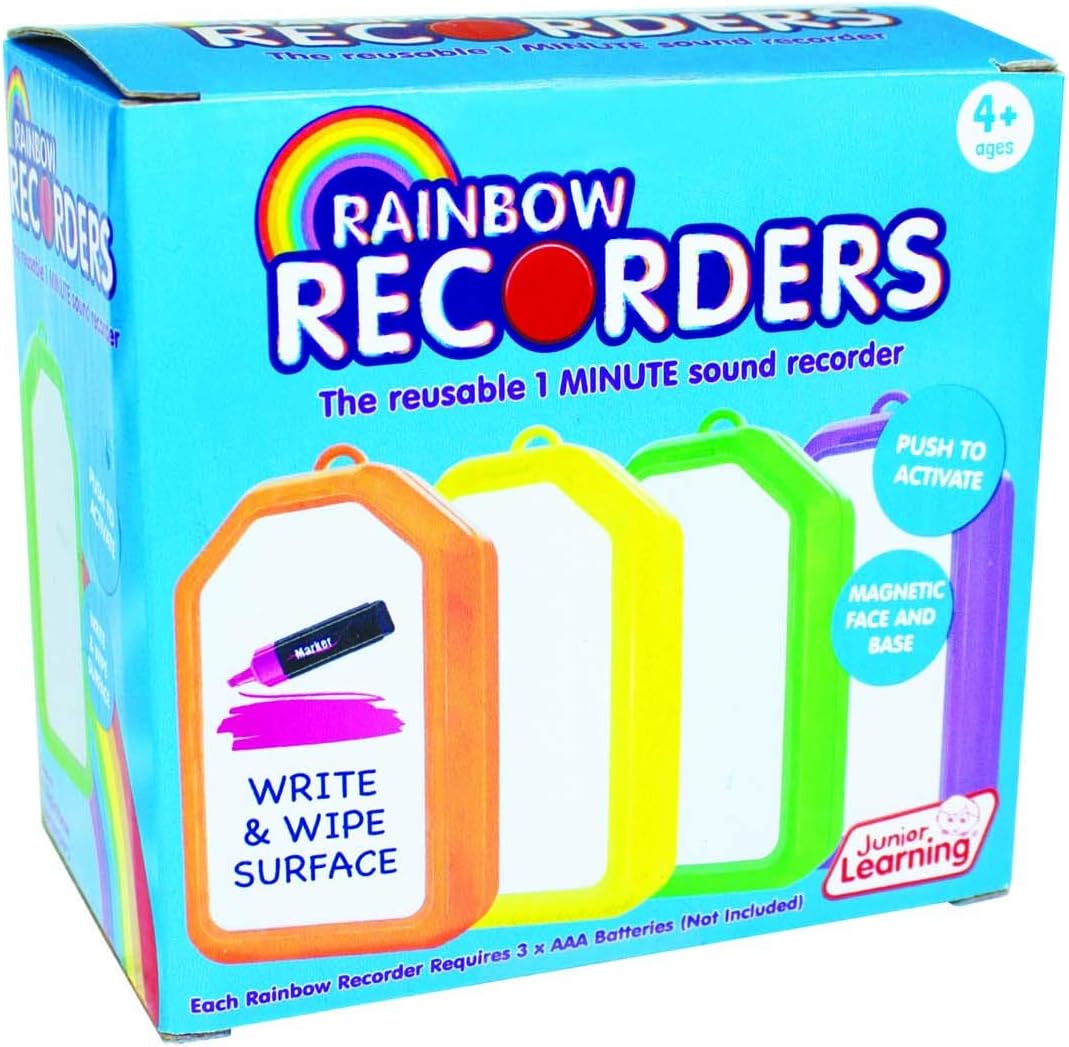 Junior Learning Rainbow Recorders Set of 4 | Voice Recorder for Kids ...