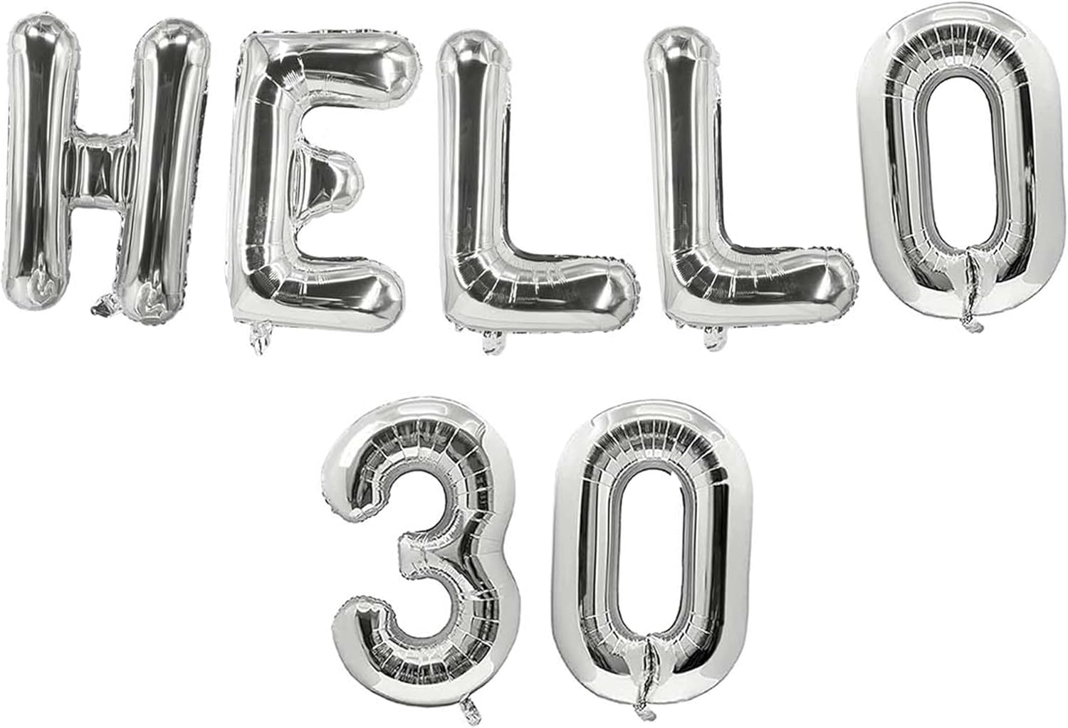 Amazon.com: HOUSE OF PARTY Hello 30 Letter Foil Balloons Silver Happy ...