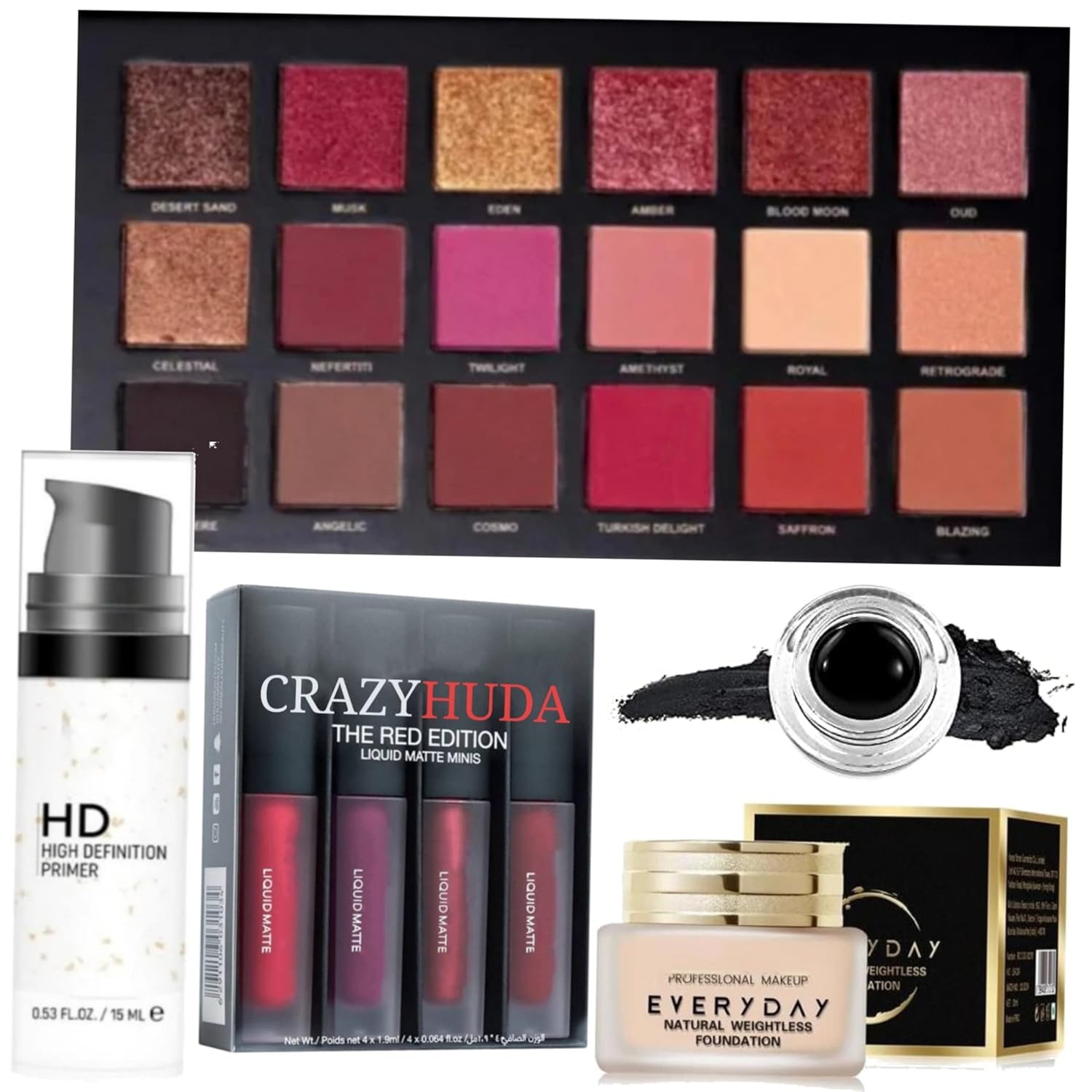 Buy Crazy-Huda HD High Definition Primer, Red Edition Lipstick Set ...