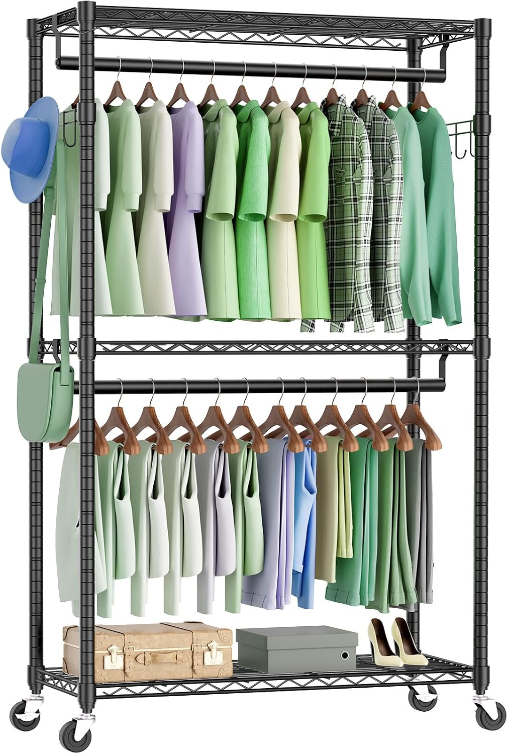 Amazon.com: SMUG Portable Closet, Heavy Duty Garment Rack, Rolling ...