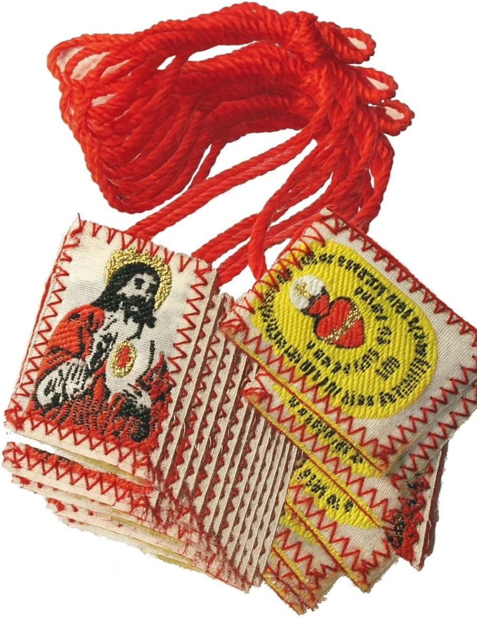 Amazon.com: 12-Pack Detente Sacred Heart of Jesus Cloth Scapulars ...