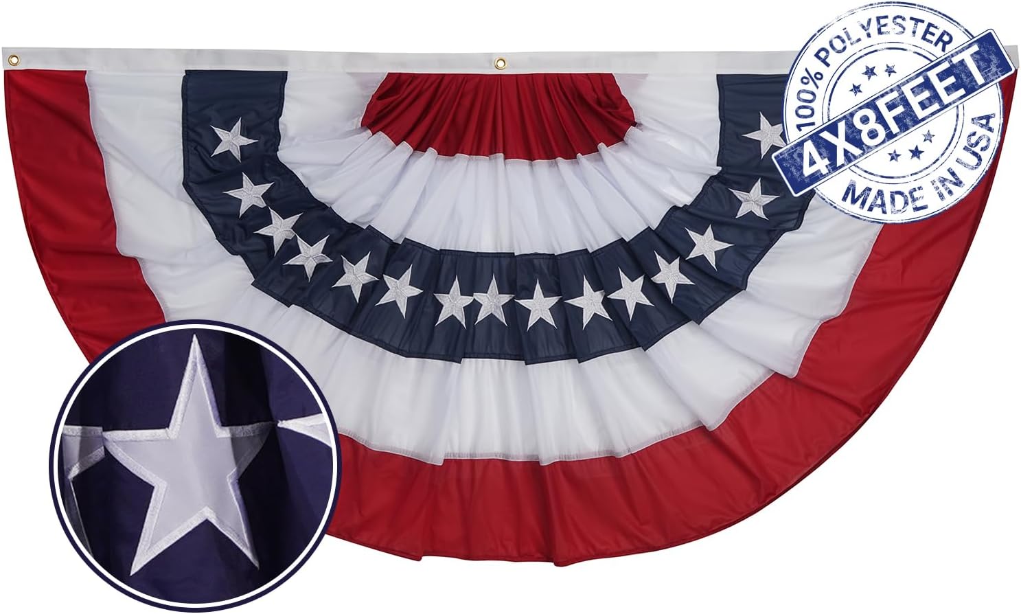 Amazon.com : Bradford American Bunting USA Flag 4x8 ft Outdoor Made in USA, Embroidered Pleated ...