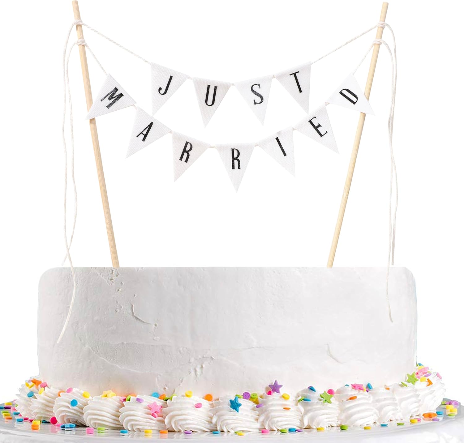 Just Married Wedding Cake Topper - Rustic Wedding Cake Topper Banner ...