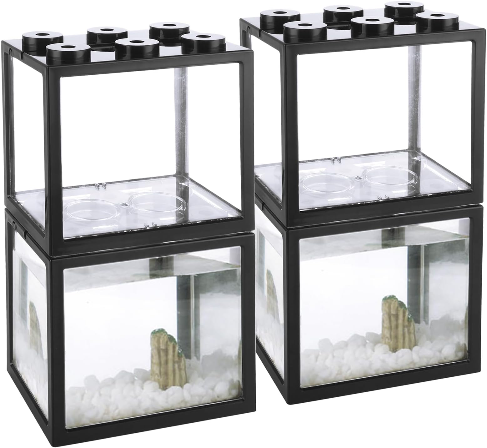 Amazon.com : QTLCOHD 4Pcs Small Betta Fish Tank, 0.6 Gallon Mini Fish ...