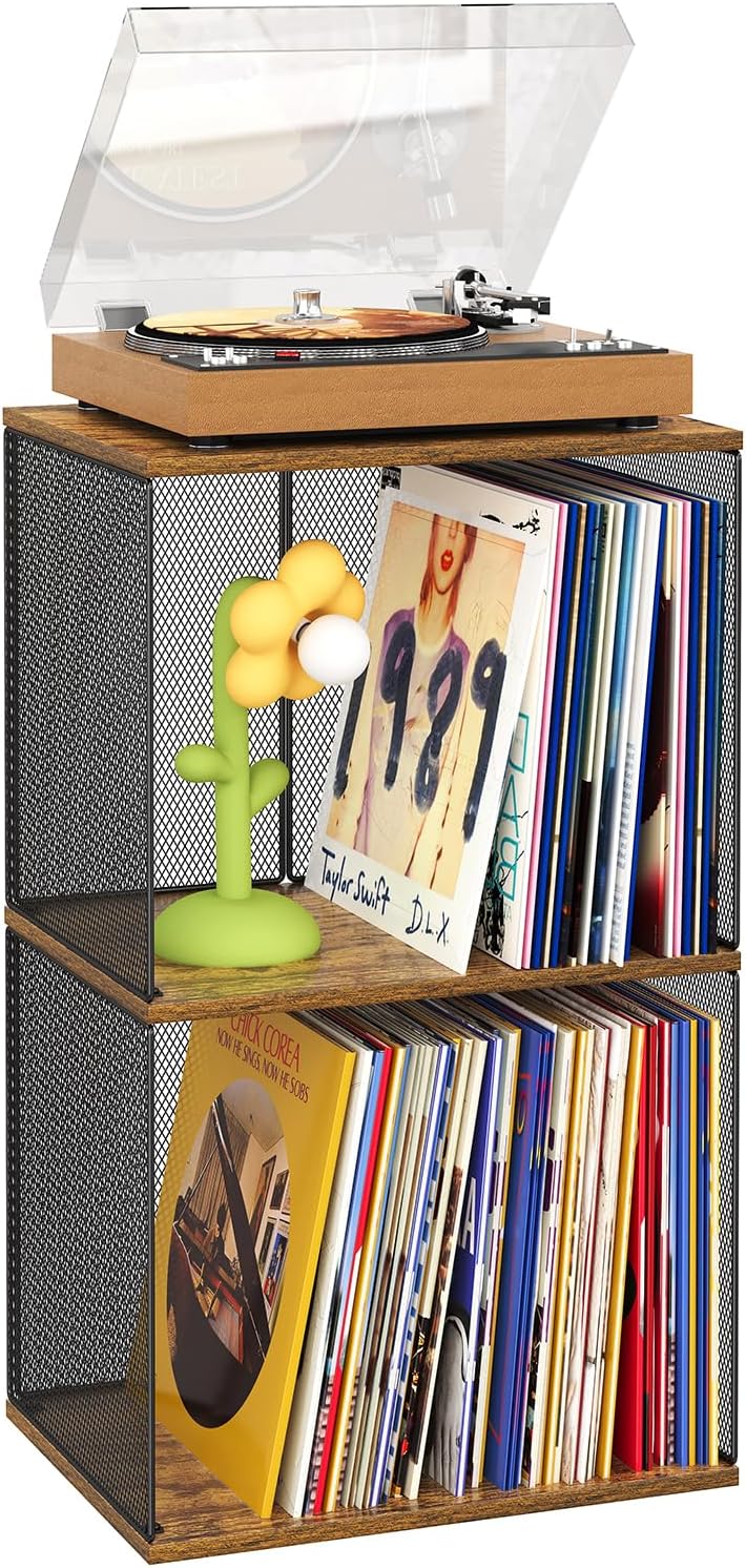 Amazon.com : Honkazita 3 Tiers Record Holder Turntable-compatible ...