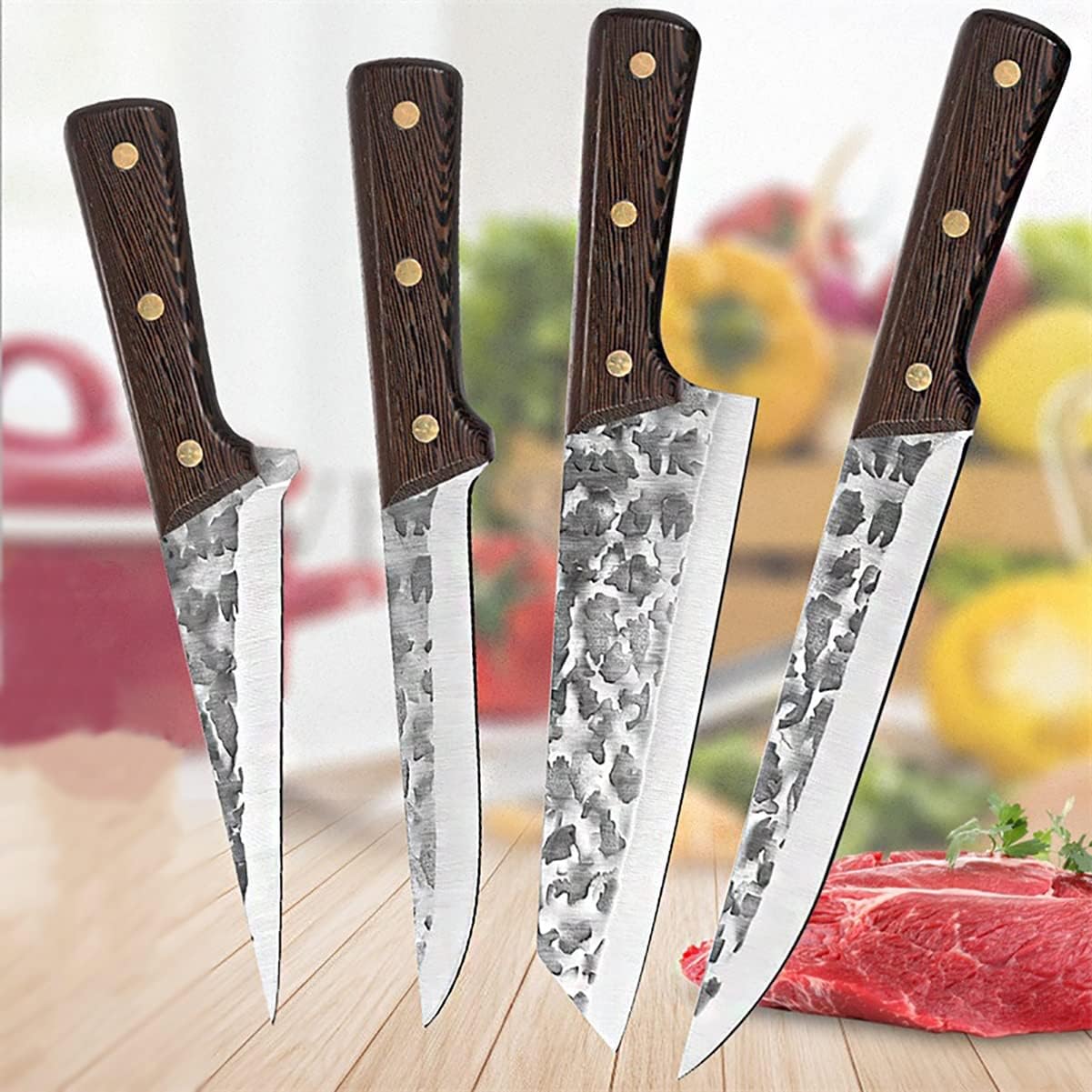 Amazon.com: Meat Cleaver, 4PCS Stainless Steel Bone Knife Kitchen Knife ...