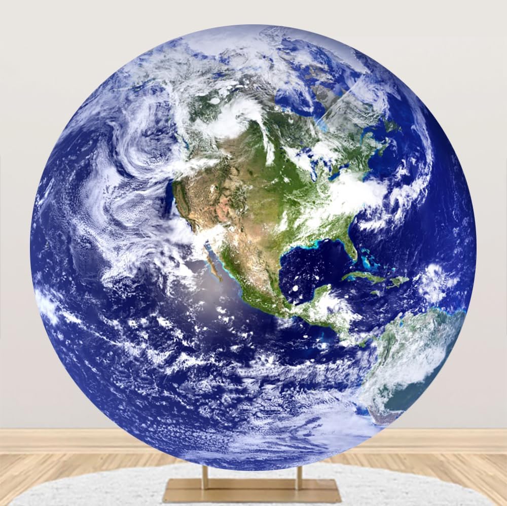 Amazon.com : Leyiyi 7.2x7.2ft Blue Earth Round Backdrop Cover Outer ...