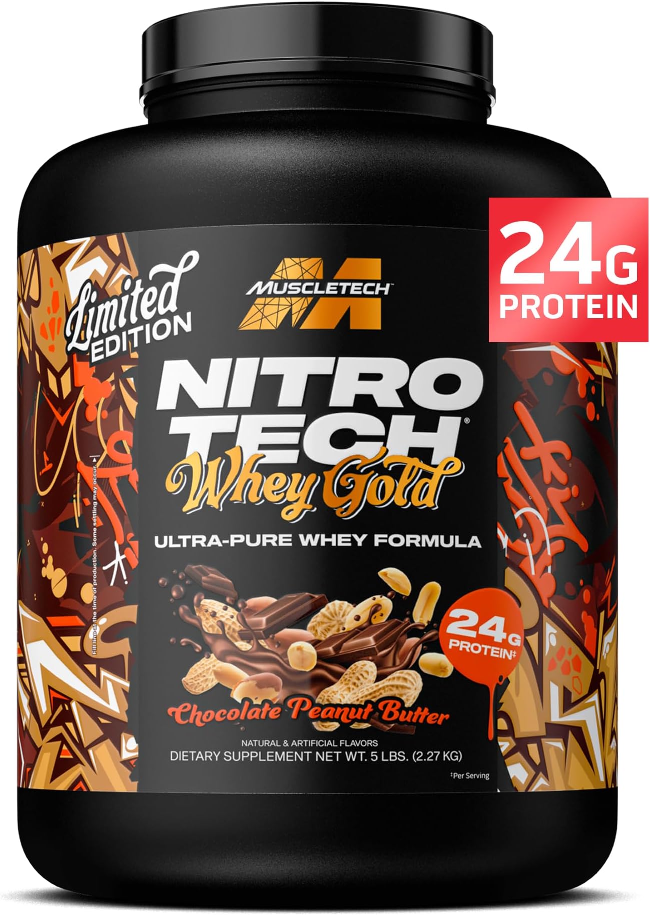 Amazon.com: MuscleTech Whey Protein Powder (Chocolate Peanut Butter, 5LB) - Nitro-Tech Whey ...