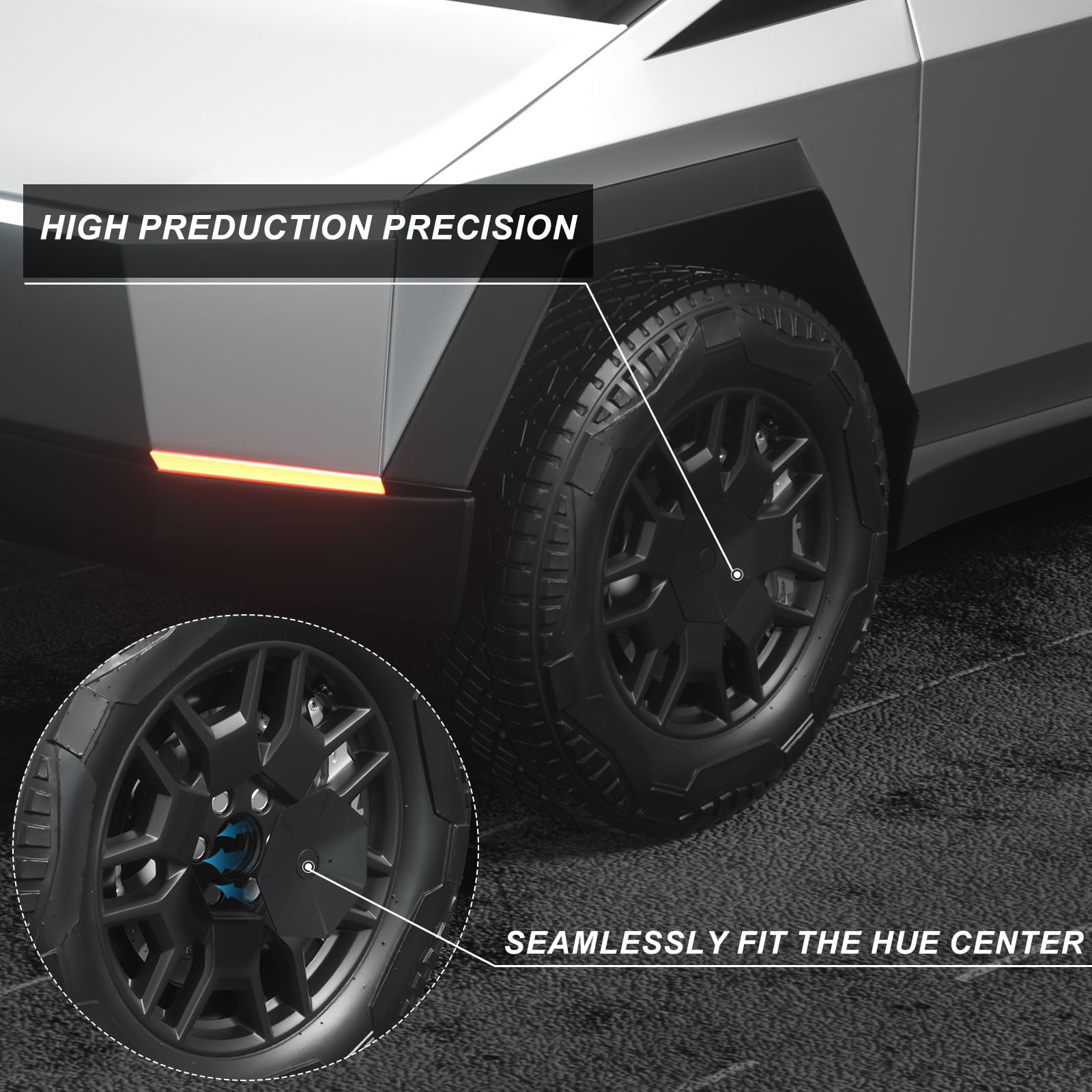 Snapklik.com : PC+ABS Wheel Center Caps For Cybertruck,4pcs Matte Black ...