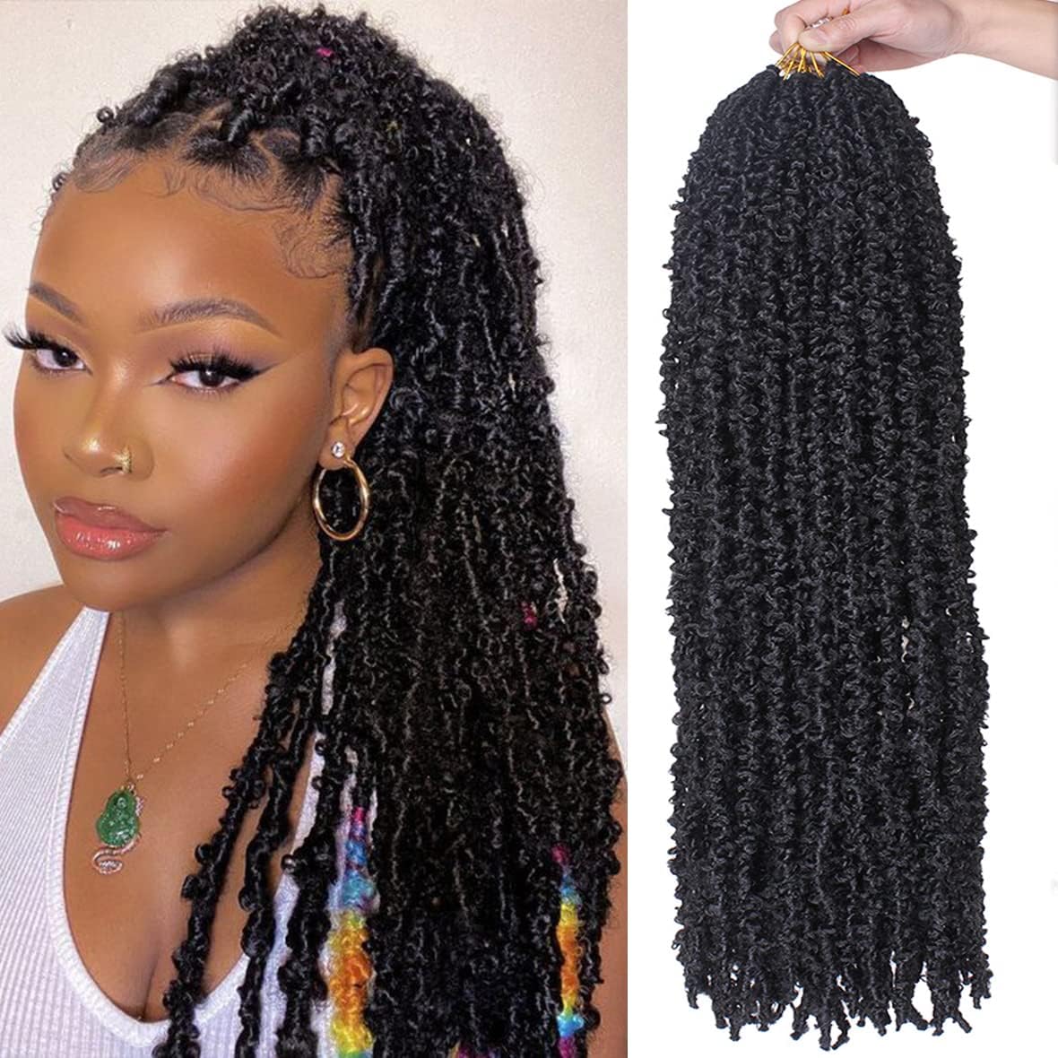 Leeven 30 Inch Butterfly Locs Crochet Hair 6 Packs Pre Looped ...