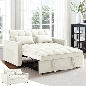 Amazon.com: Antetek 3 in 1 Convertible Sleeper Sofa Bed, Modern Velvet Loveseat Futon Couch w ...
