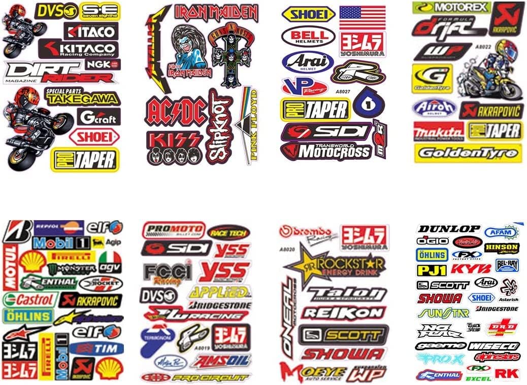 Motorcycle Sticker, Weatherproof Vinyl Sticker Sponsor (8 Sheets a Set ...