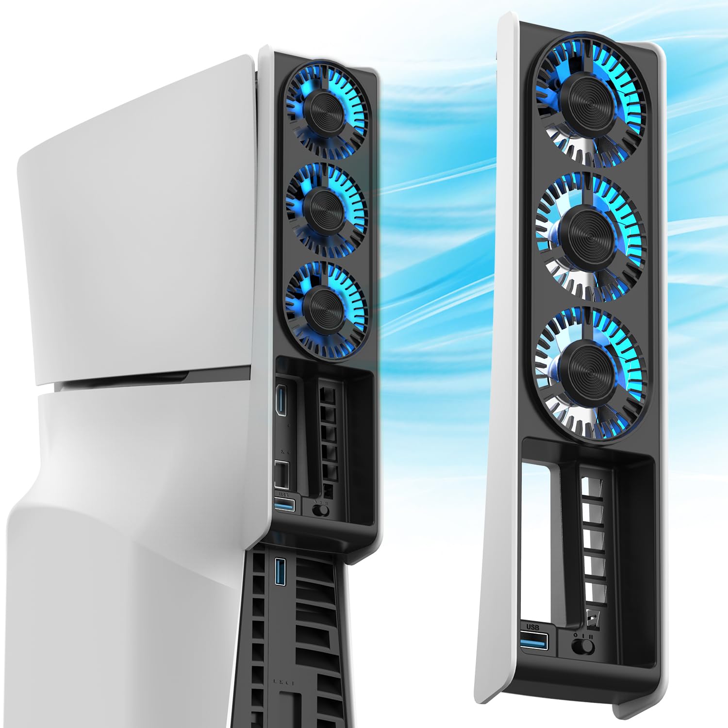 Amazon.com: PS5 Slim Cooling Fan, MEQI PS5 Slim Accessories Upgraded ...