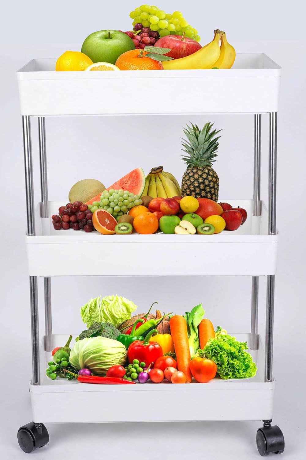 AEXONIZ Plastic Kitchen Storage Trolley Rack with Wheels, Slide Out ...