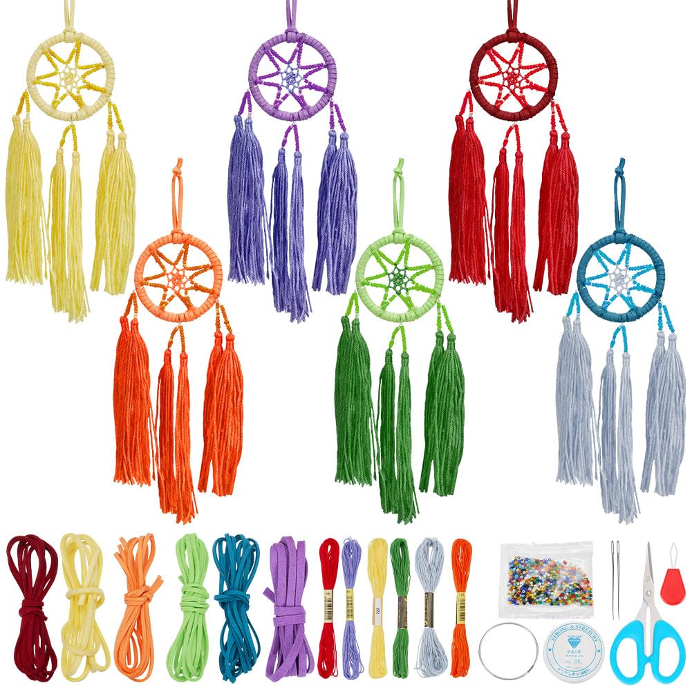 INFUNLY 6 Sets DIY Mini Dream Catcher Kit Small Dream Catcher Kit Make ...