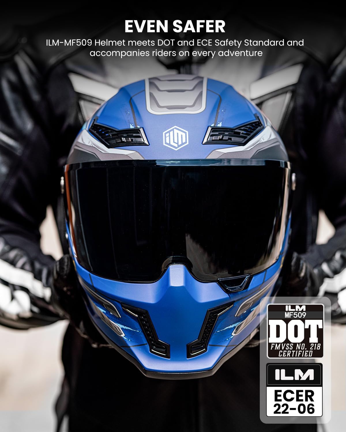 ILM Motorcycle Helmets for Adult Men Women Full Face DOT ECE ...