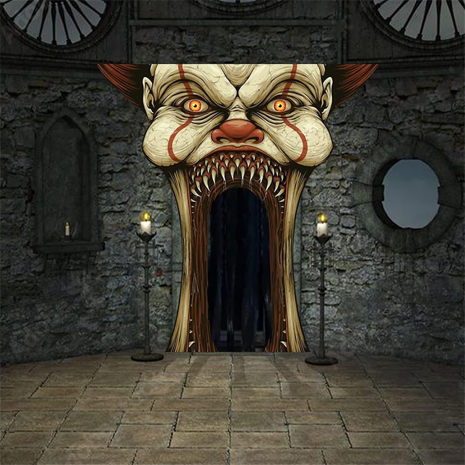 Halloween Scary Backdrop, Creepy Vampire Clown Halloween Banner ...