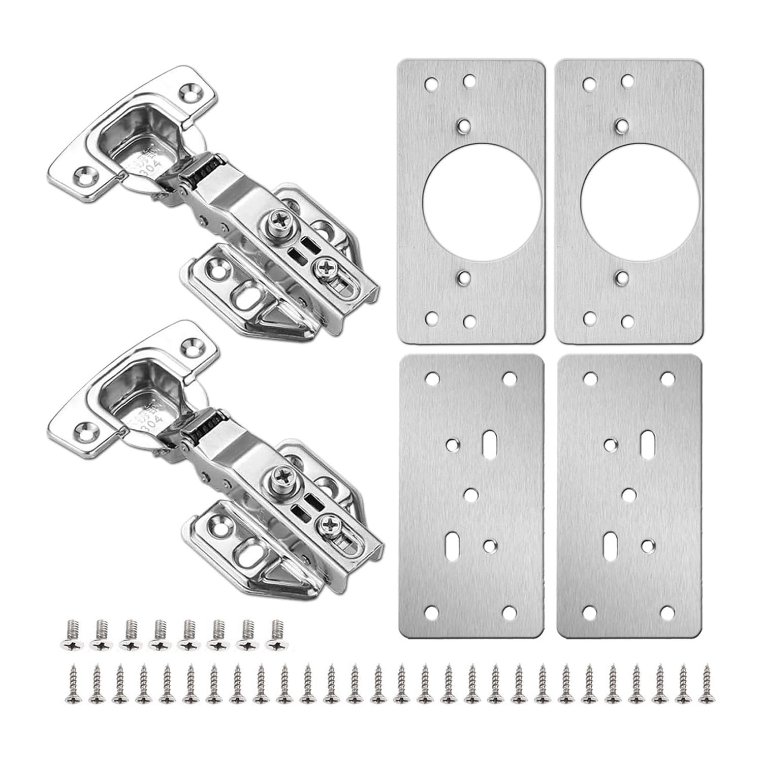 Ginobili 4Pack Cabinet Hinge Repair Plate with 2Pack Full Overlay Soft ...