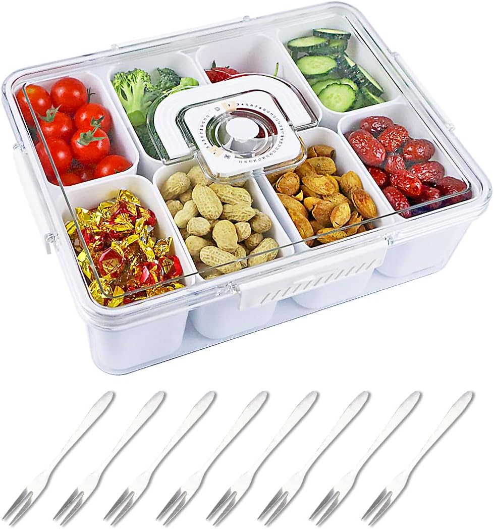 Amazon.com: Divided Serving Tray with Lid and Handle Snackle Box ...