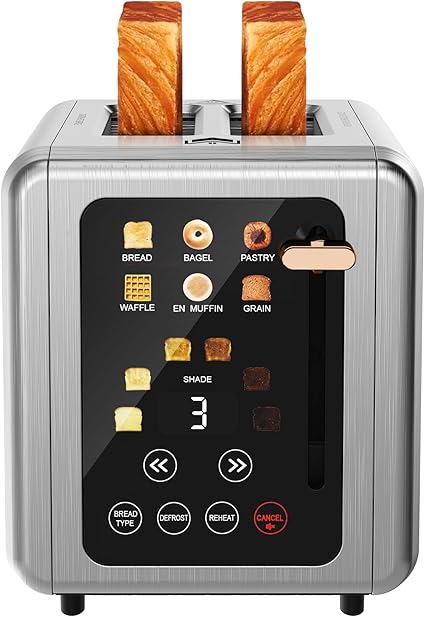 Amazon.com: WUNLY Touch screen Toaster slice, Stainless Steel Digital ...