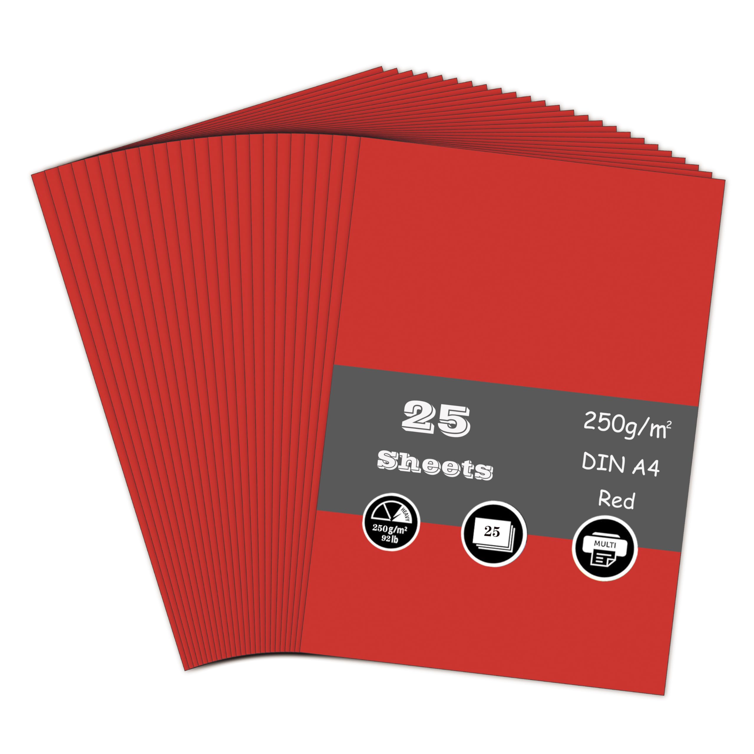 Red Card, A4 Card 250GSM Thick Card Stock for Cards Making, Scrapbook ...