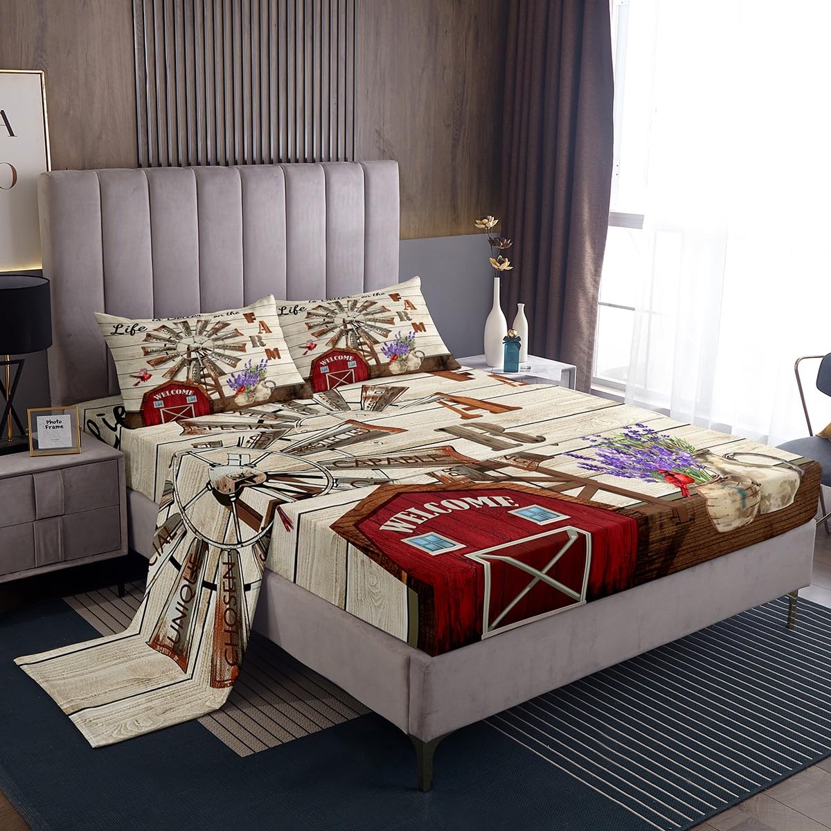 Erosebridal Western Farmhouse Sheet Set Twin Country Rustic Bed Sheets ...