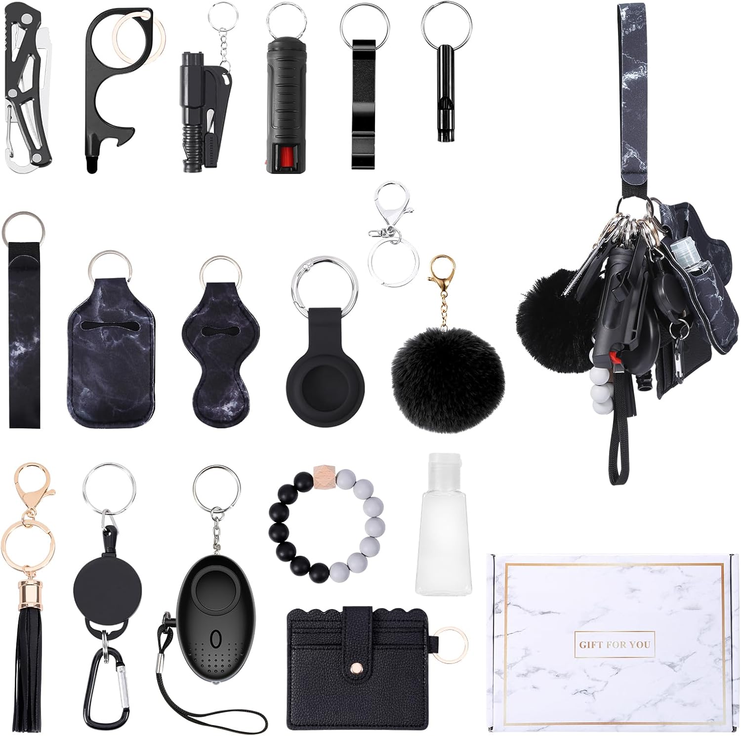 Amazon.com: AMIR Safety Keychain Set for Women, Wristlet Strap Keychain ...