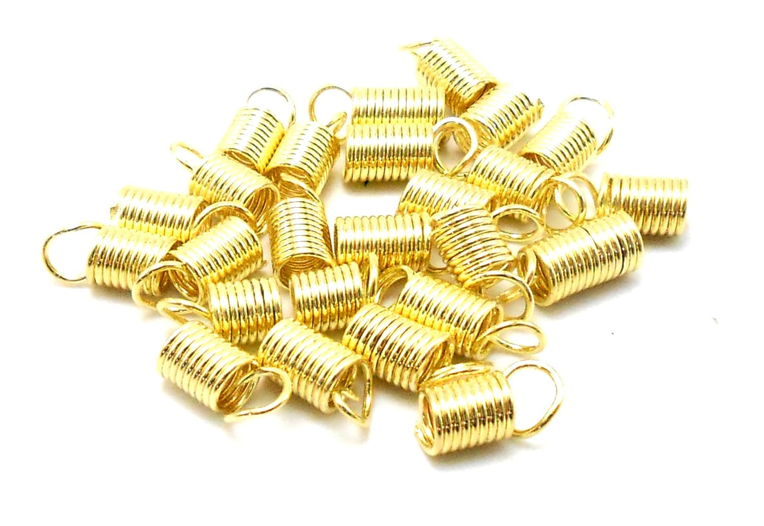 Jaz's Light Golden Finish Spring Coil Terminators Crimp Cord Ends ...