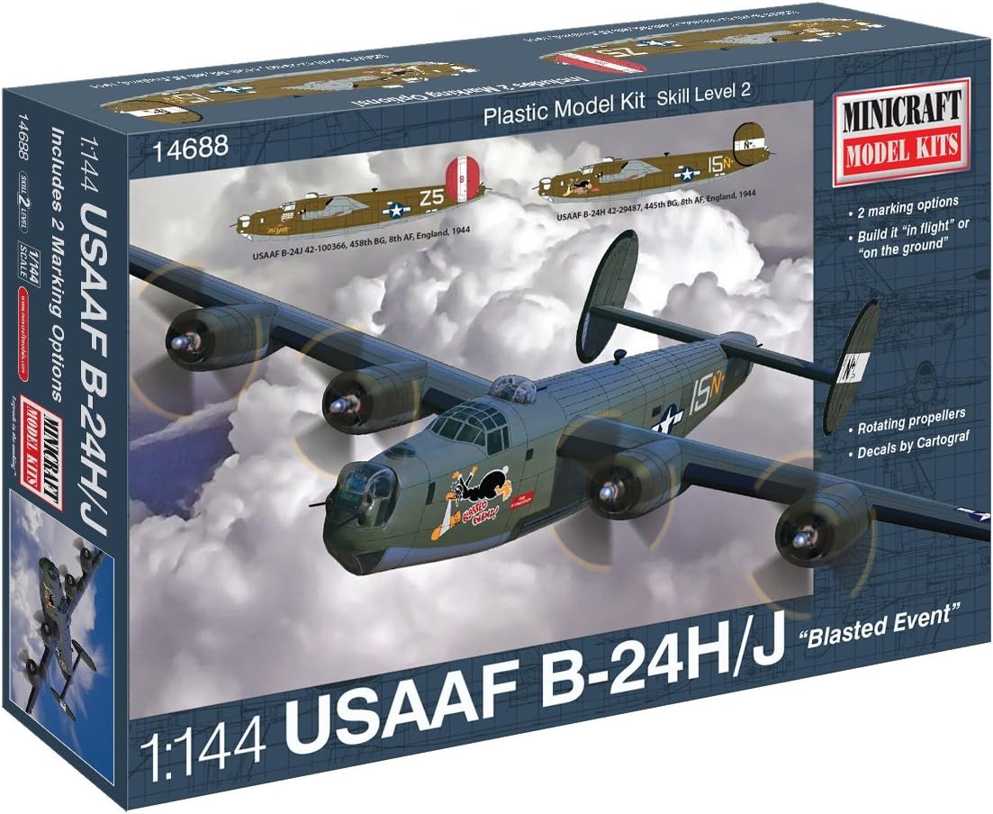 Amazon.com: Minicraft Models 1:144 Scale USAAF B-24H/J with 2 Marking Options Model Kit : Arts ...