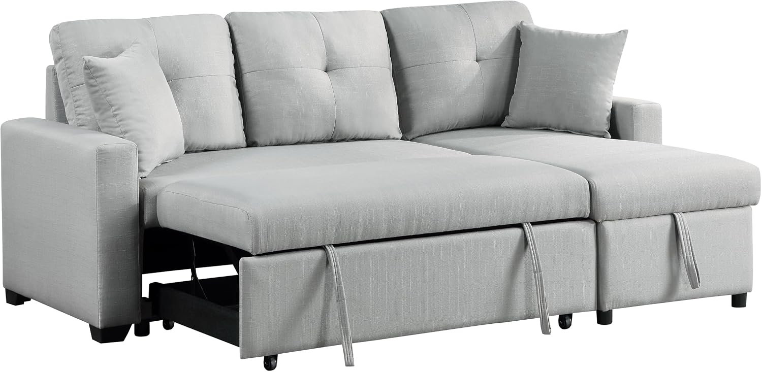 Amazon.com: XDOUT 81 Inch Convertible L Shaped Sleeper Sectional Sofa ...