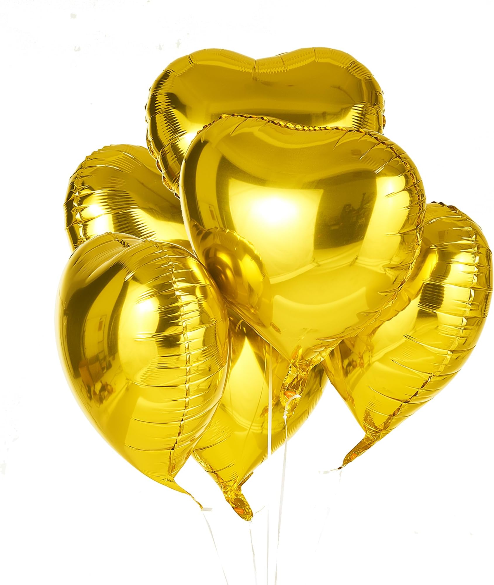 Amazon.com: 18 Inch Gold Heart Mylar Balloons, 10pcs Big Foil Balloons ...